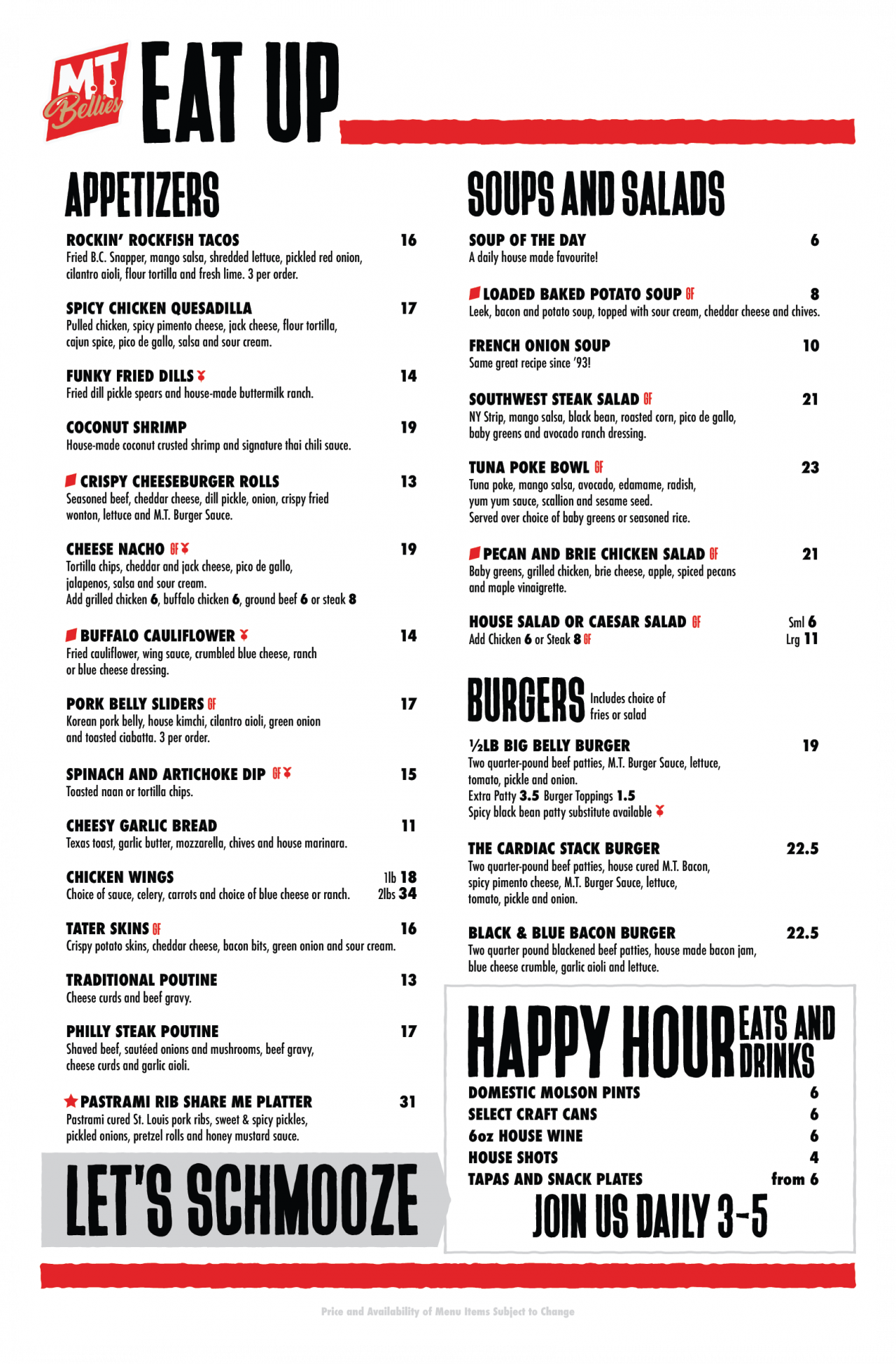 Menu - MT Bellies Tap and Grill