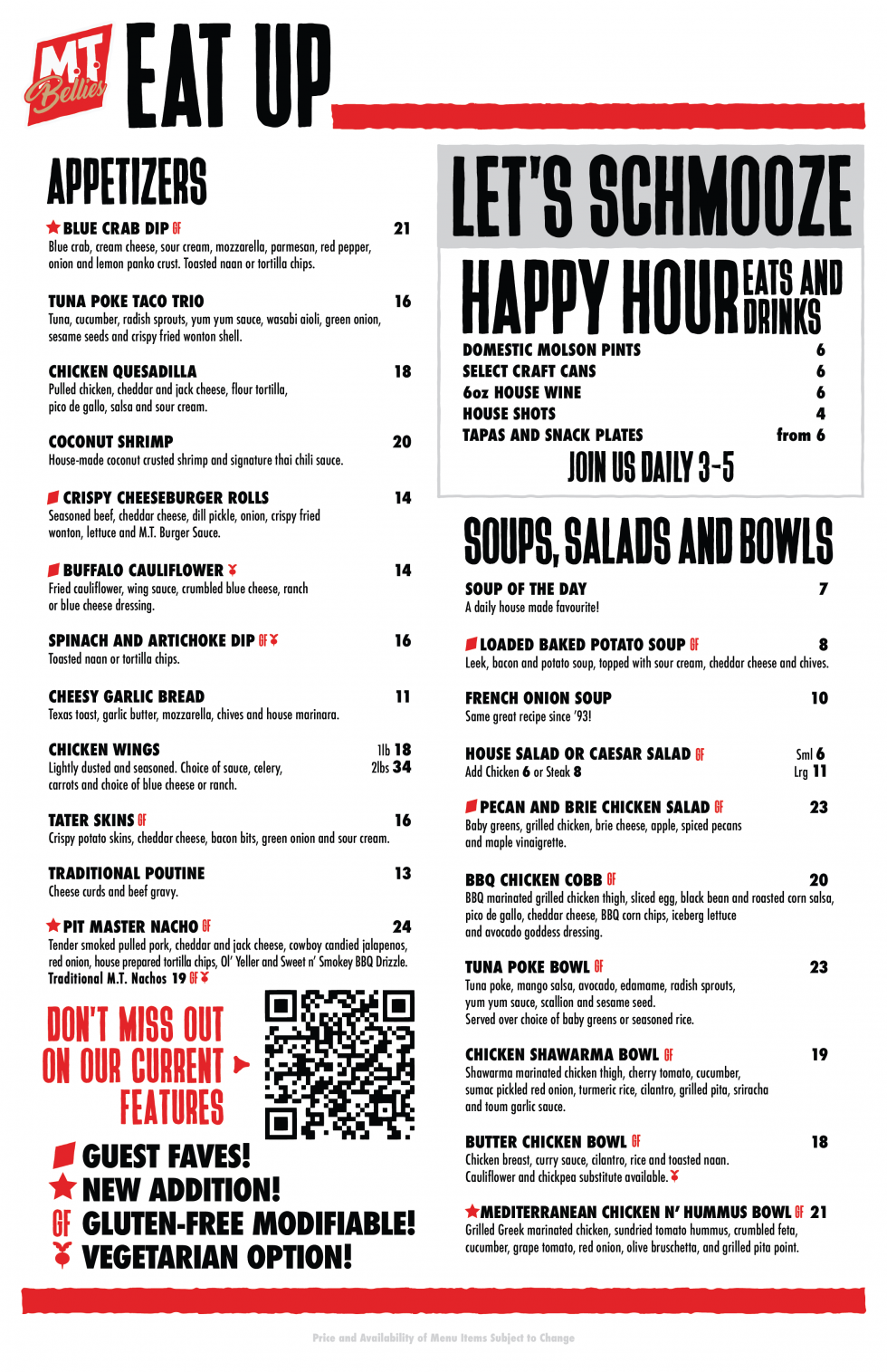 Menu - MT Bellies Tap and Grill